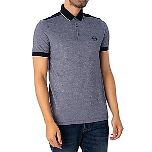 A|X Armani Exchange Men's Polo Shirt with Stripes, Navy, L