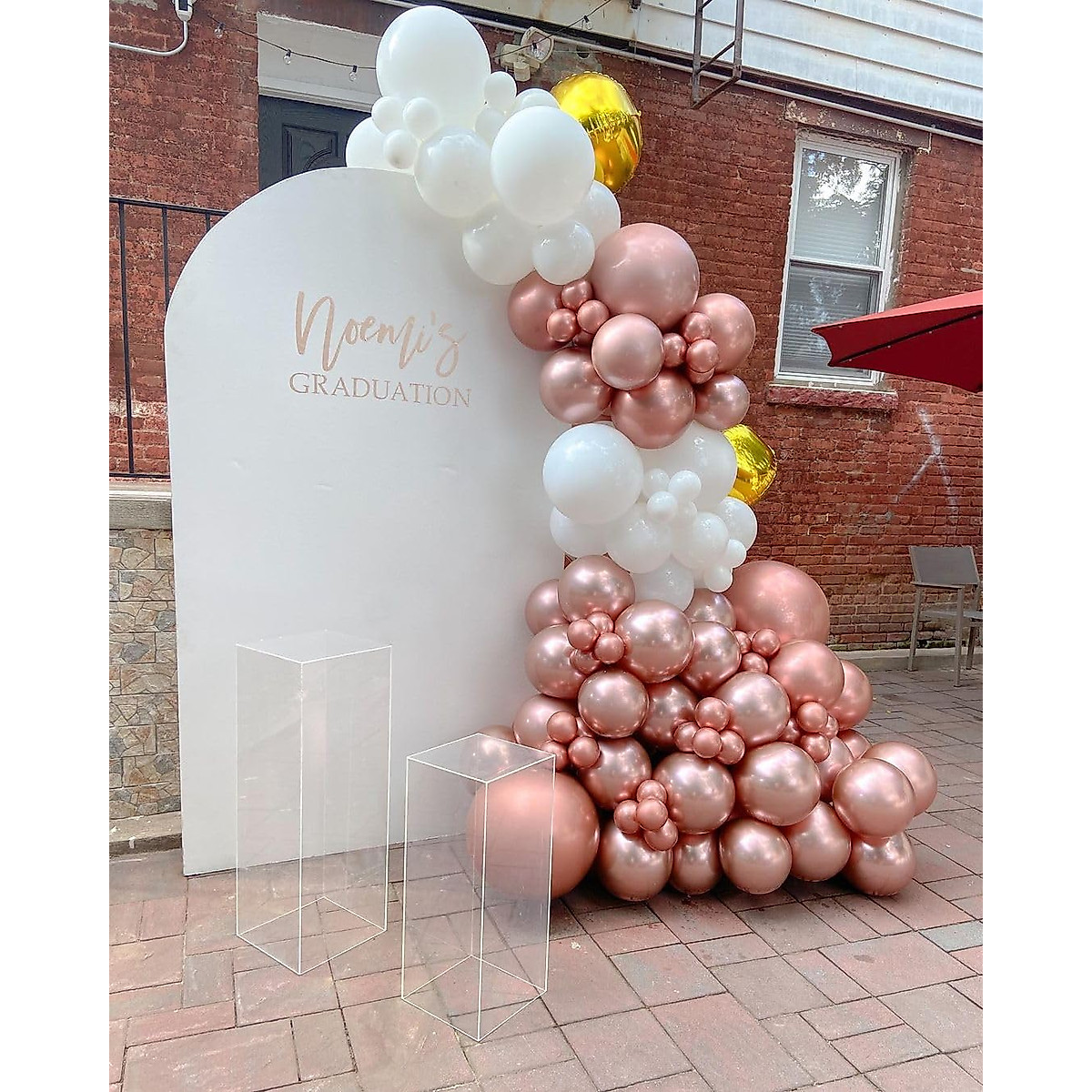 Bezente Rose Gold Metallic Chrome Balloons, 100 Pack 12 inch Rose Gold Latex Round Helium Balloons for Wedding Anniversary Baby Shower Birthday Party Decorations