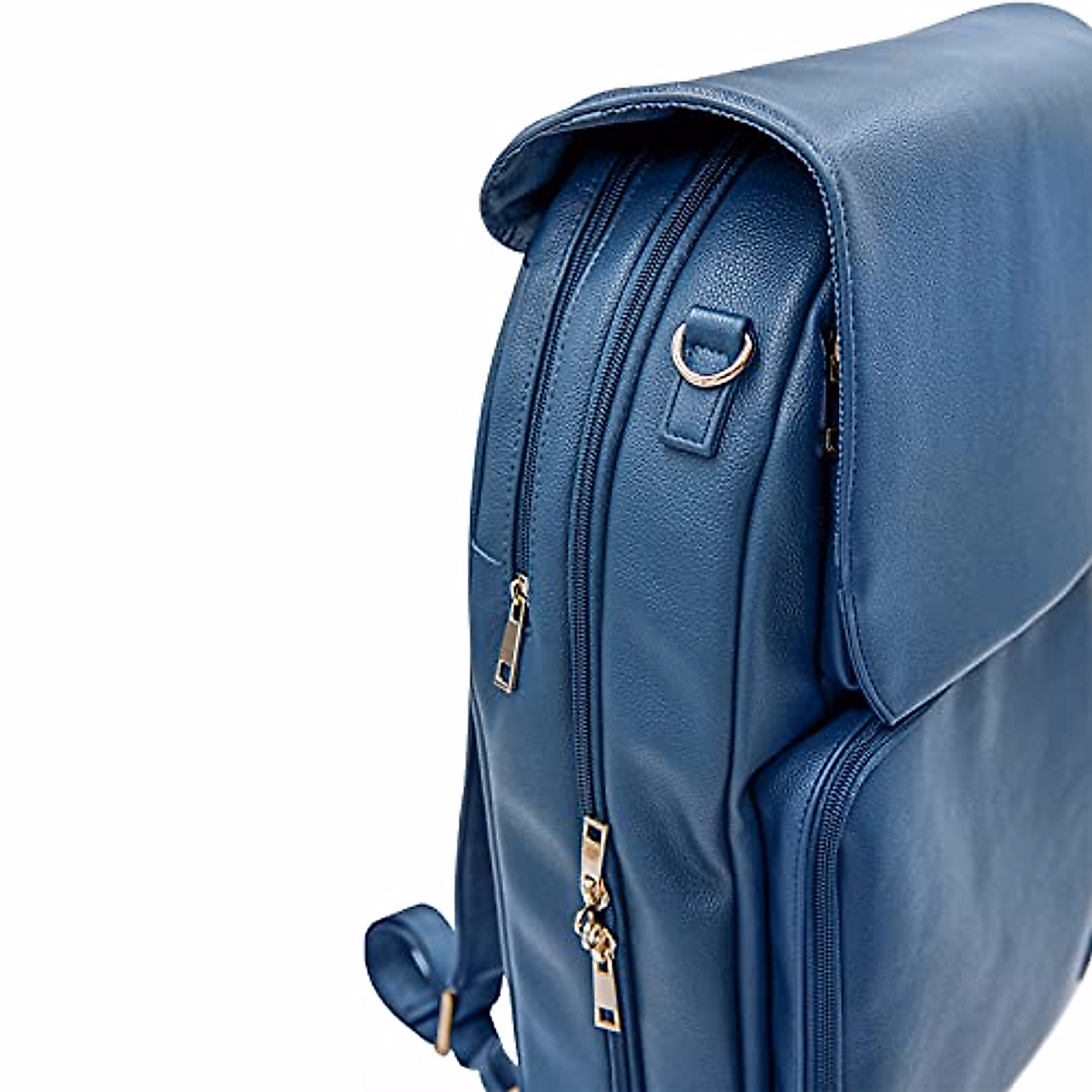 OTGBABY Diaper Bag Backpack with Changing Station, unique and functional mommy bag, premium vegan leather diaper bag with 7 storage compartments, Denim Blue