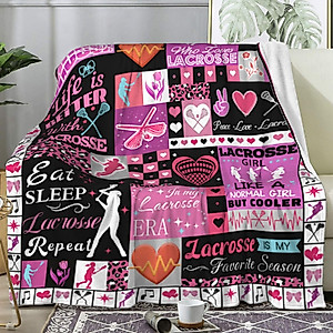 PEWETON Lacrosse Blanket Lacrosse Blankets and Throws for Boys Girls Funny Lacrosse Blanket Gifts for Lacrosse Team Lacrosse Lovers Bed Bedding Couch Sofa for All Season 50"X40"