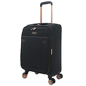 kensie Women's Hudson Softside 3-Piece Spinner Luggage Set, Black with Rose Gold, (16/20/28)
