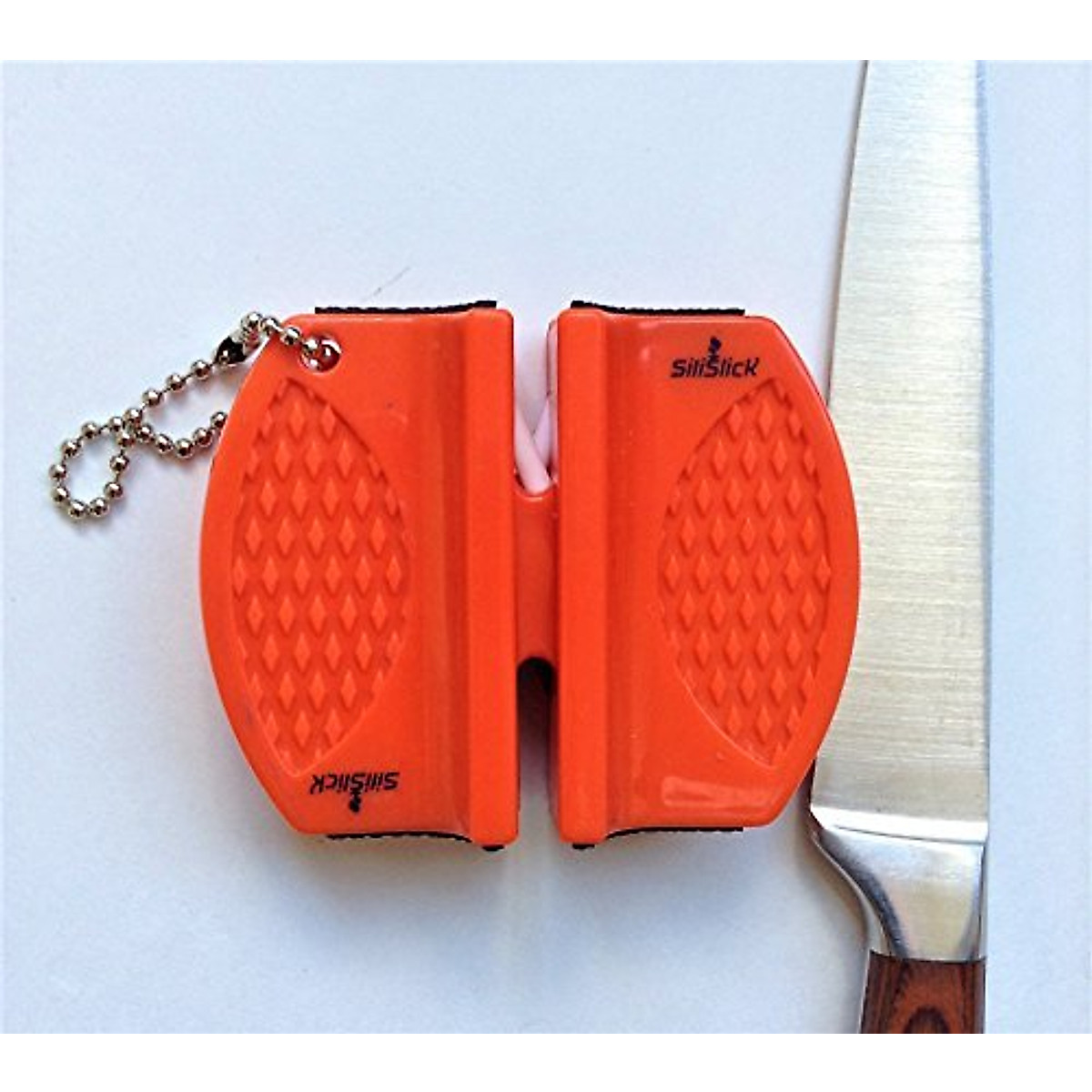 SiliSlick Ceramic Knife Sharpener - Professional Grade Sharpening Tool with 2 Stage Coarse, Medium, and Fine Grinding for Straight and Serrated Knives