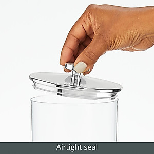 mDesign Tall Acrylic Airtight Apothecary Storage Organizer Canister Jars - Plastic Containers with Lid for Kitchen - Holder for Pantry or Countertop, Lumiere Collection, 2 Pack, Clear/Chrome