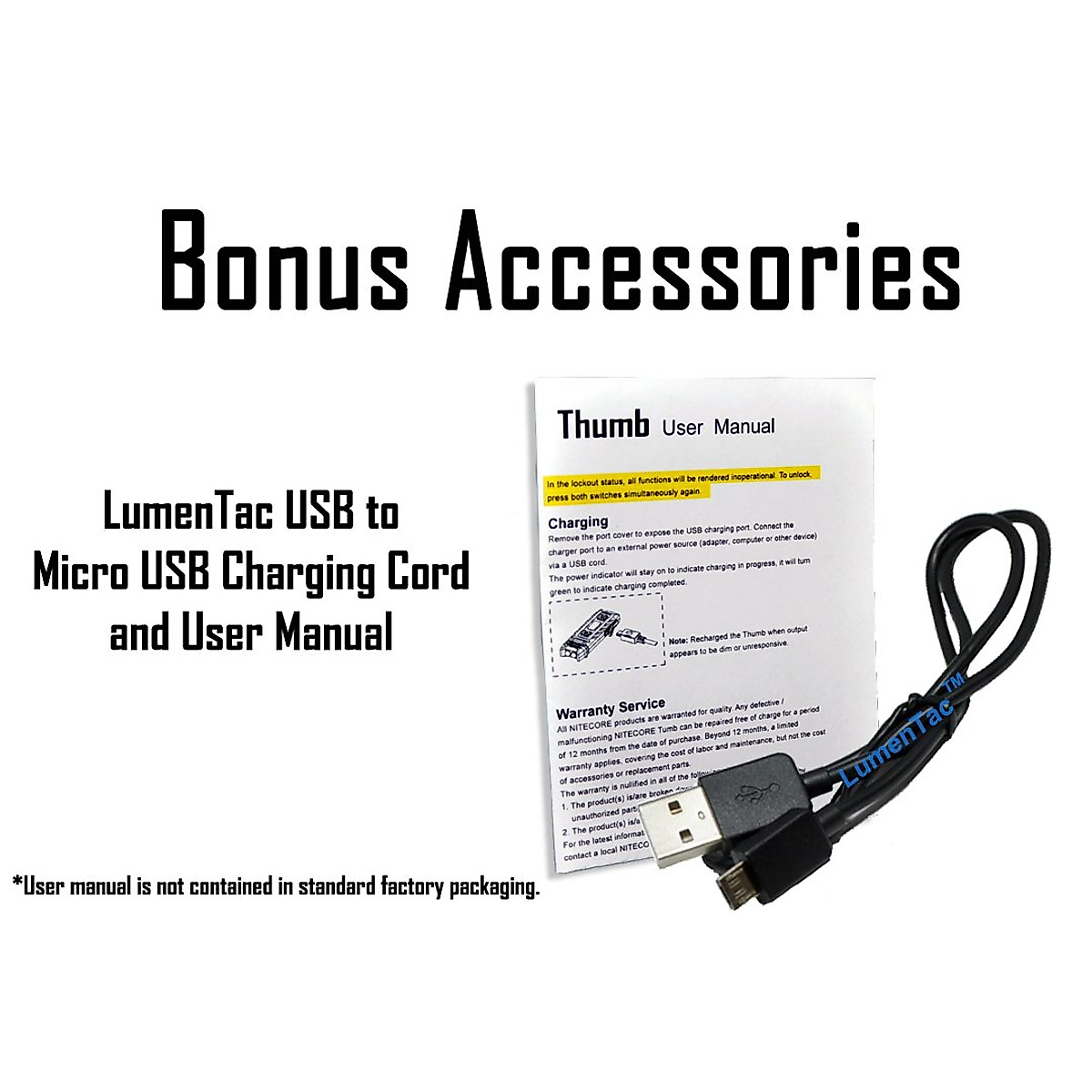 Nitecore Thumb 85 Lumens USB Rechargeable White & Red LED Keychain Light - Tiltable Work Light with Clip and a LumenTac USB Charging Cable