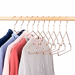 KOOBAY 16.5” Adult Rose Gold Shiny Metal Wire Shirts Coat Clothes Hangers, 30PACK, Clothes Storage Display
