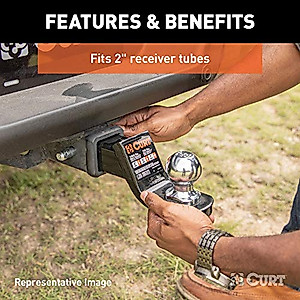 CURT 45554 Trailer Hitch Mount, 2-Inch Ball, Lock, Fits 2-In Receiver, 7,500 lbs, 4" Drop, Cap , black