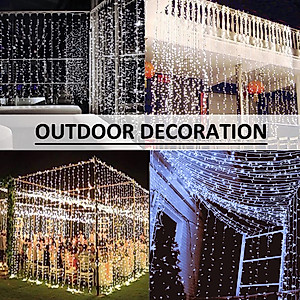 Solhice LED Curtain Lights Outdoor 30ft x10ft White, 720 LEDs 8 Modes Plug in Window Christmas String Lights Indoor, Twinkle Lights for Patio Wedding Party Yard Decor (Not Connectable)