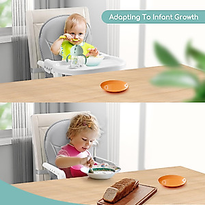 Uuoeebb Portable High Chair for Babies and Toddlers, Booster Seat for Table, Adjustable Height Travel Booster Seat with Tray, Toddler Folding Chair for Travel, Baby Feeding Eating Chair