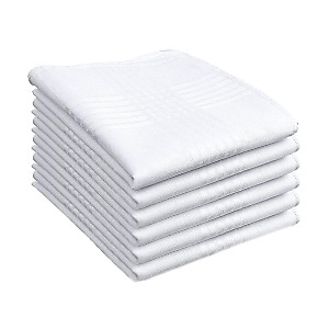 HOULIFE 100% Cotton Men's Handkerchiefs, Solid White Handkerchiefs for Men Cotton Pocket Square 15.7x15.7 (6/12pcs)