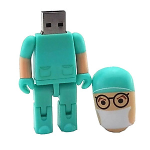 Aneew Pendrive 32GB Green Hat Man Doctor Surgeon Robot USB Flash Drive Memory Thumb Stick U Disk