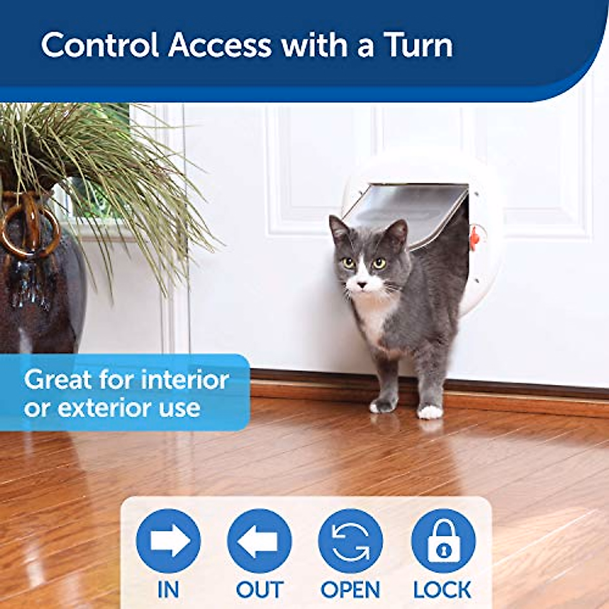 PetSafe Exterior / Interior Cat Door: Staywell Big Cat 4-Way Locking Pet Door Flap for Large Cats - Tinted Privacy Door - Weatherproof, Durable Door Frame - DIY Easy Install with Hardware Kit Included