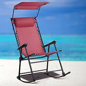 UYSB Folding Rocking Chair Rocker Canopy Red Chair Rocking Chair Rocker Chair Rocker Camp Chair Rocker Recliner Rocking Camp Chair Rocking Chairs Outdoor Rocking Chair Swinging Camping c
