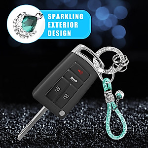 Ziciner Bling Crystal Car KeyChains for Women & Girls, Car Key Chain Glitter Key Ring, Universal Bling Key Chain Accessories (Green)