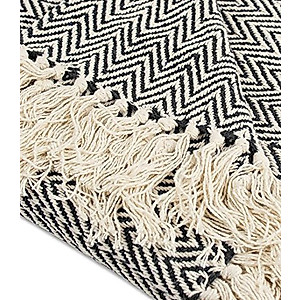 DII Chevron Throw Collection Handloomed Cotton, 50x60, Black