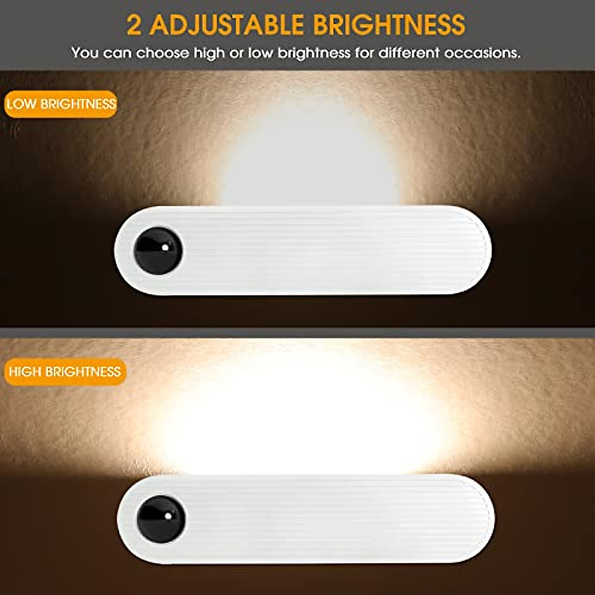 AIMILAR Rechargeable Motion Sensor Night Light Dimmable LED Night Lights for Kids Bedrooms USB Chargeable Magnetic Nightlights for Kids Room Bathroom Cabinet Closet Hallway (2 Pack) (White)