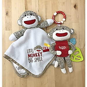 Baby Starters Baby Snuggle Blanket and Toy with Satin, Sock Monkey, 14 inches