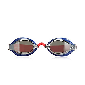 Speedo Unisex-Adult Swim Goggles Speed Socket 2.0, Blue/Rd Grey/Grey Mirrored