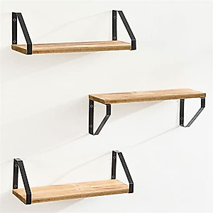 TFER Floating Wall Shelves for Bedroom/Bathroom, Set of 3, Hanging Shelf for Living Room/Kitchen/Laundry Room, Wall Mounted Shelves, Rustic Wood Shelves Great Value for Home