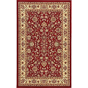 Unique Loom Sialk Hill Collection Area Rug - Washington (5' 3" x 8' Rectangle, Burgundy/ Cream)