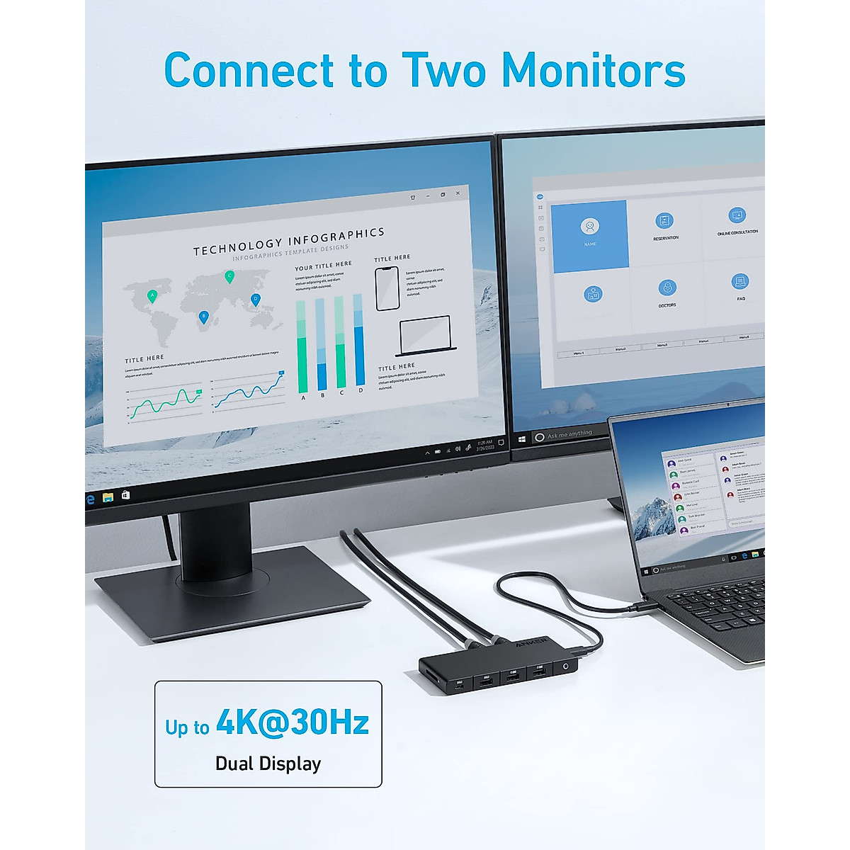 Anker 10-in-1 USB C Hub with 100W Power Delivery, Dual 4K HDMI, 4 USB-A/USB-C Ports, Ethernet, SD Card Slot for Laptops