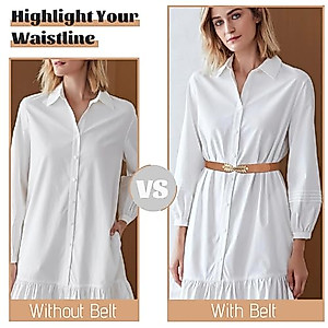 4 Pack Women Skinny Elastic Belt Ladies Fashion Stretchy Thin Waist Belt For Dresses Black/White/Brown/Beige