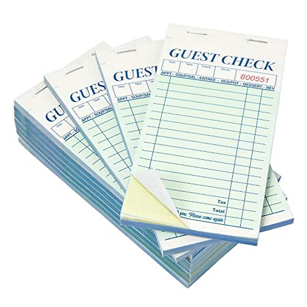 Juvale 10 Pack Restaurant Server Note Pads with Carbon Copy for Guest Checks, Waiter, Waitress 500 Total Tickets (3x7 in)