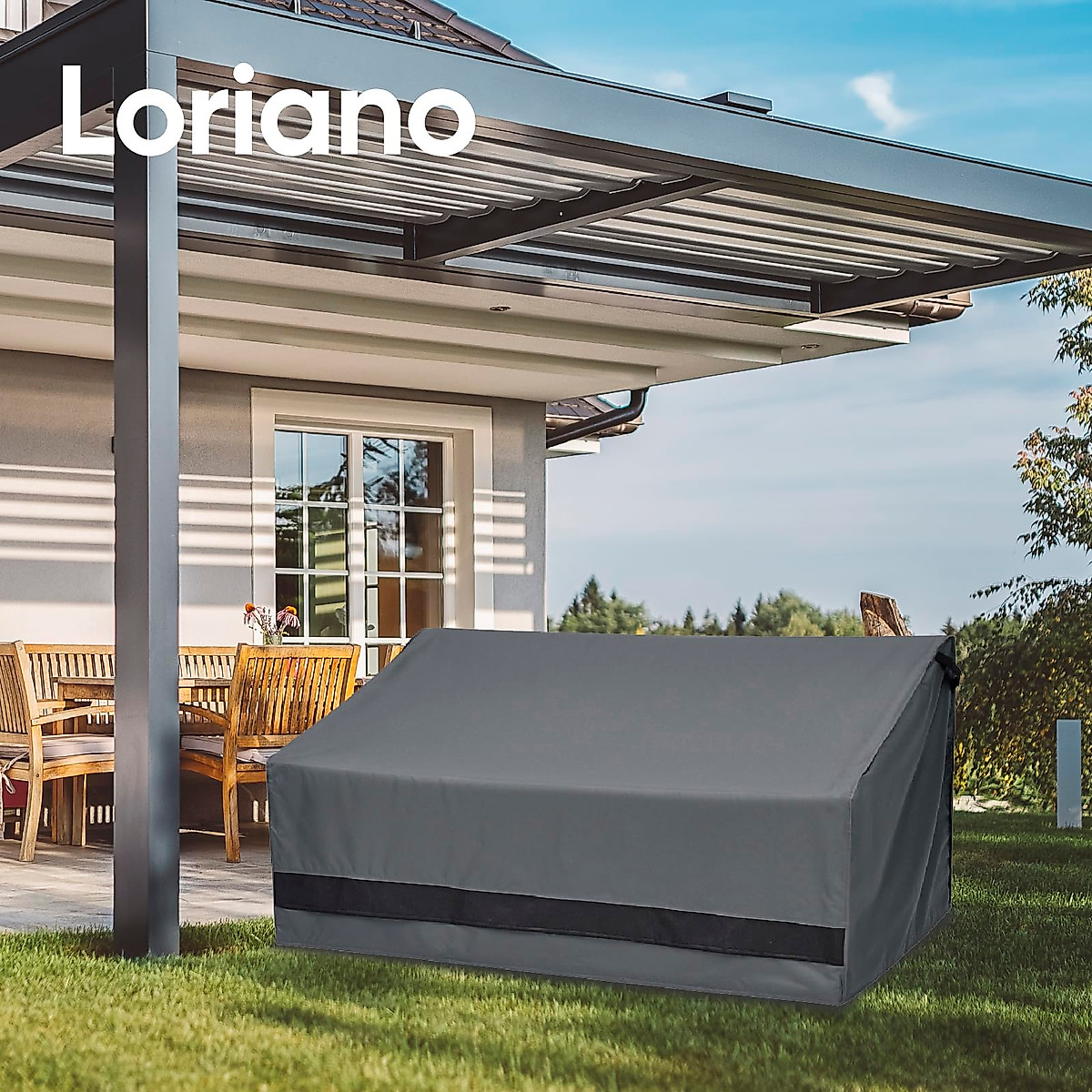 loriano Patio Furniture Covers, 3-Seater 100% Waterproof for Loveseat Couch Outdoor Sofa, Heavy Duty 600D Oxford Fabric, Premium PVC Coating for Sun Fade Resistance, 79" W x 37" D x 35" H