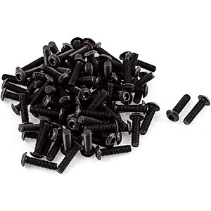 ZLYY 100Pcs M3-0.5 x 12mm Button Head Socket Cap Bolts Screws, ISO 7380 Hex Drive, Class 10.9, Black Oxide Finish, Alloy Steel