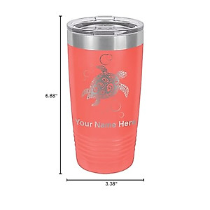 LaserGram 20oz Vacuum Insulated Tumbler Mug, Hawaiian Sea Turtle, Personalized Engraving Included (Coral)