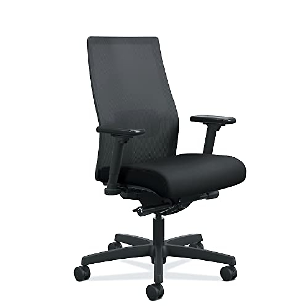 HON Ignition 2.0 Ergonomic Office Chair Mesh Back with Synchro-Tilt Recline, Lumbar Support, Swivel Wheels - Comfortable Home Office Desk Chairs for Long Hours & Computer Task Work - Executive Black