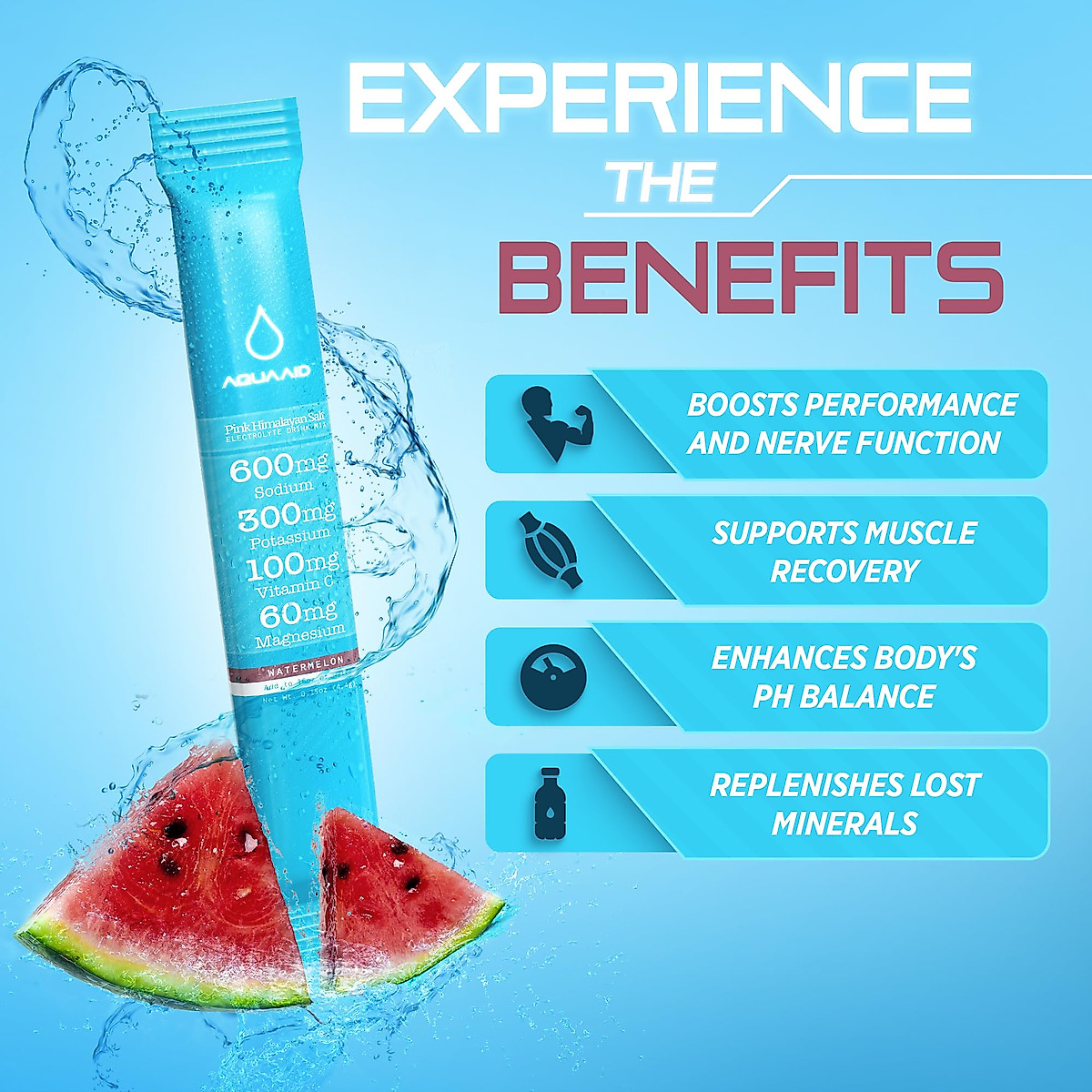 Paleo Electrolytes Powder Packets Sugar Free | Himalayan Pink Salt 84+ Trace Minerals & Element + Potassium + Vitamin C + Magnesium | Prime Travel Hydration Essentials | Watermelon Candy 15 IV Sticks