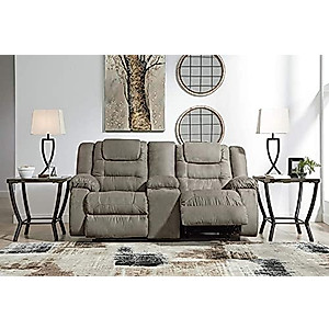 Signature Design by Ashley McCade Contemporary Manual Pull Tab Reclining Loveseat with Center Console, Gray