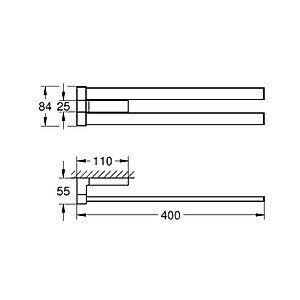 Grohe 40768000 Selection Cube Double Towel-Bar, Polished Chrome
