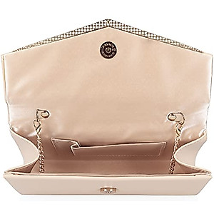 Venoline Women~'s Evening Handbag Vegan Leather Ladies Envelope Clutch Classic Elegant Purse Bags Nude