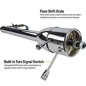 Universal GM 30-Inch Tilt Steering Column, Floor Shift, 5-Position Adjustable, Compatible with OE & Aftermarket Harnesses, 1969-1994 GM Specs, Includes Chrome Levers, Chrome