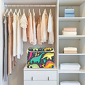 innewgogo Dinosaur Storage Bins with Lids for Organizing Organizer Containers with Handles Oxford Cloth Storage Cube Box for Home