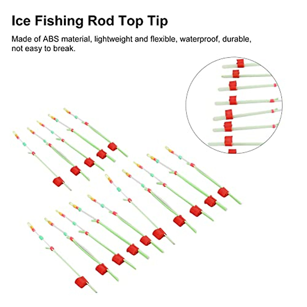 15Pcs Ice Fishing Rod Top Tip Portable Mini Winter Fishing Pole Tip Accessory Fishing Pole Tackle Tip