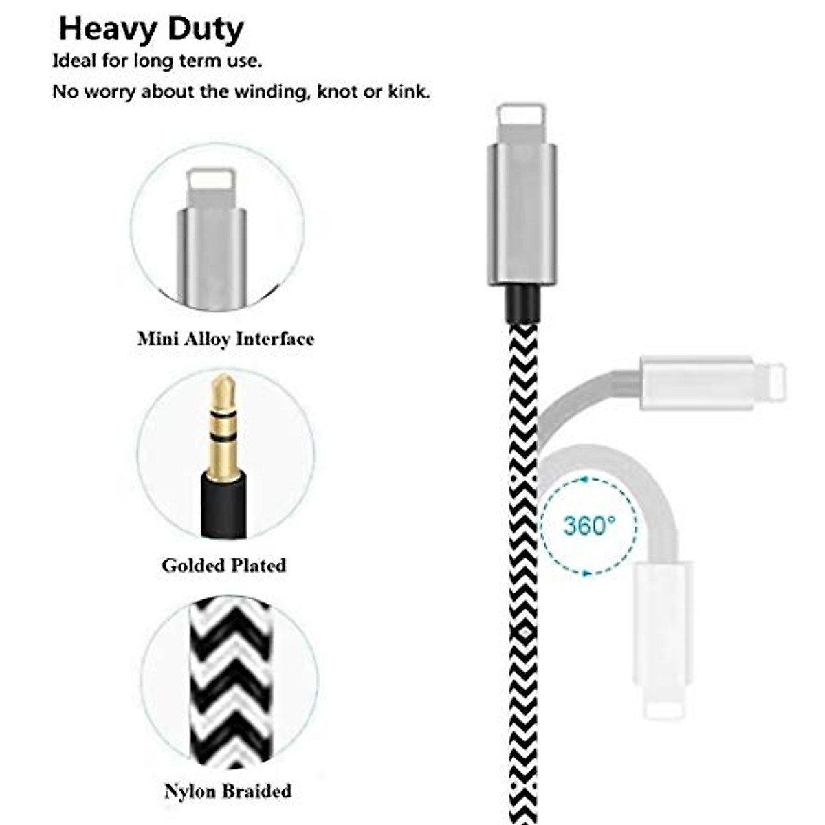 Aux Cord for iPhone, 2 Pack 3.3ft [Apple MFi Certified] Lightning to 3.5mm Aux Audio Adapter Cable Compatible with iPhone 14 13 12 11 XS XR X 8 7 6 for Car Home Stereo Headphone Speaker, Silver