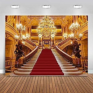 Mocsicka Red Carpet Palace Backdrop Background Wedding Birthday Video Photography Backdrops (7x5ft)