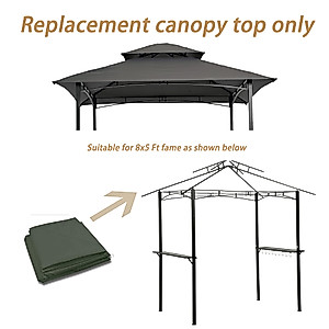 Tidyard 8x5Ft Grill Gazebo Replacement Canopy,Double Tiered BBQ Tent Roof Top Cover（Gray） Canopy Top Cover Sun Shade Shelter Gazebo Roof