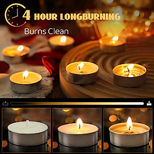 MAKALONE Soy Wax Tea Lights Candles 100 Pack,Natural White Soy Tealight Candles-4 Hours Long Burning,Paraffin-Free,Unscented,Clean Burn Tea Lights Votive Candles Bulk for Home Dinner,Weddings