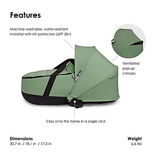 Babyzen YOYO 0+ Bassinet, Peppermint - Includes Thick Double Mattress, Ventilated Shell & Canopy - Requires YOYO2 Frame (Sold Separately)