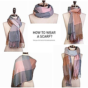 SOJOS Classic Plaid Tartan Cashmere Scarf for Women Men Soft Scarves SC316 with Pink and Blue Plaid