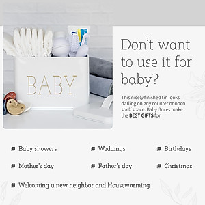 Lola Creates Baby Storage Organizer - Diaper Caddy for Lotions, Hair Essentials - White Baby Closet Organizer with Removable Lid - Metal Nursery Organization Box - Cute Baby Room Organizer for New Mom