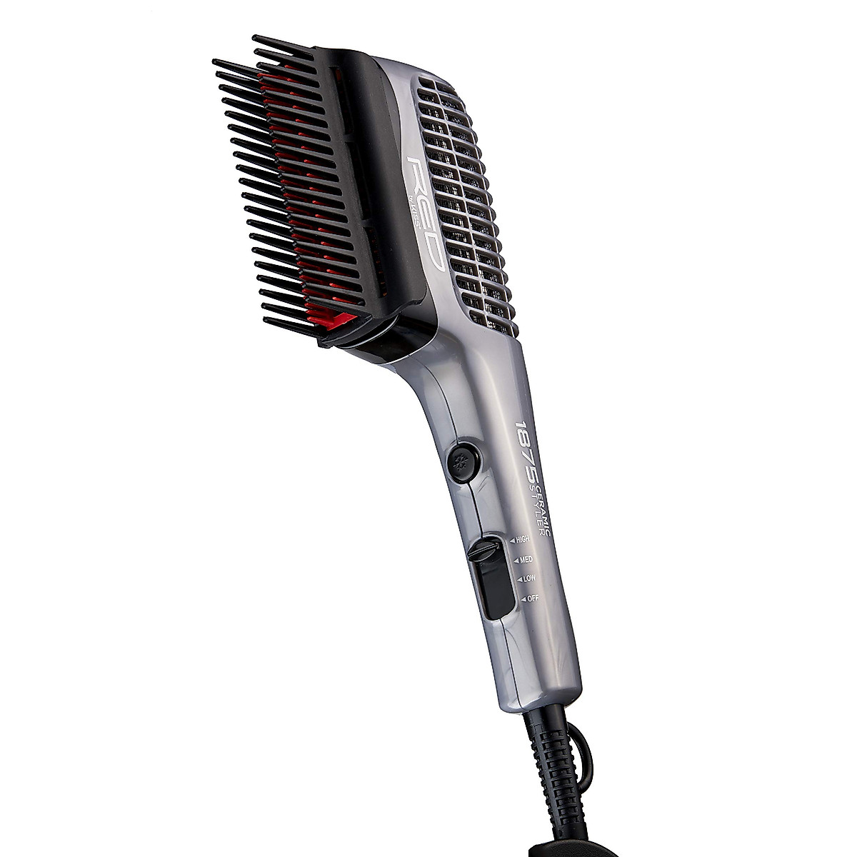 RED by KISS 1875 Ceramic Ionic Hair Styler with Detangler Pik, Professional Quick Blow Dry Comb, 4 Heat/Speed Settings, Cool Shot Button, Ideal for Curling & Straightening