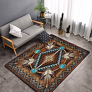 Soft Area Rug for Living Room,Native American Style,Large Floor Carpets Doormat Non Slip Washable Indoor Area Rugs for Bedroom Kids Room 3 x 5Ft