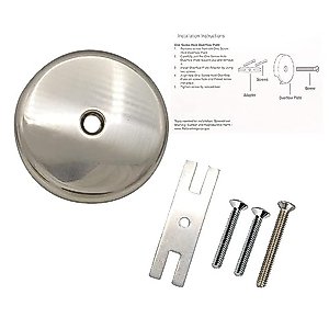 Gold-Hao-The-Bathroom Single Hole Bathtub Drain Overflow Plate - Overflow Drain Cover | Tub Drain Cover with Three Matching Screws/Bathtub Overflow Drain Cover with Adapter (Brushed Nickel)