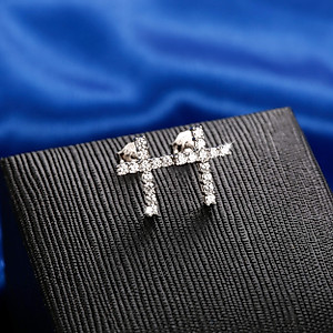 Sllaiss Cubic Zirconia Cross Stud Earrings 925 Sterling Silver CZ Stud Earrings for Women