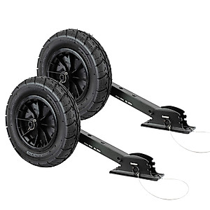 Seamax Deluxe Boat Launching Wheel System, Black Military Edition, 4 Positions and 4 Stages Removable and Adjustable Legs, 14" Pneumatic Wheels. Max Support Water Craft Weight 600Lbs