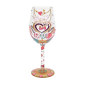 Enesco Designs by Lolita Wedding Mother of The Groom Hand-Painted Artisan Wine Glass, 15 Ounce, Multicolor